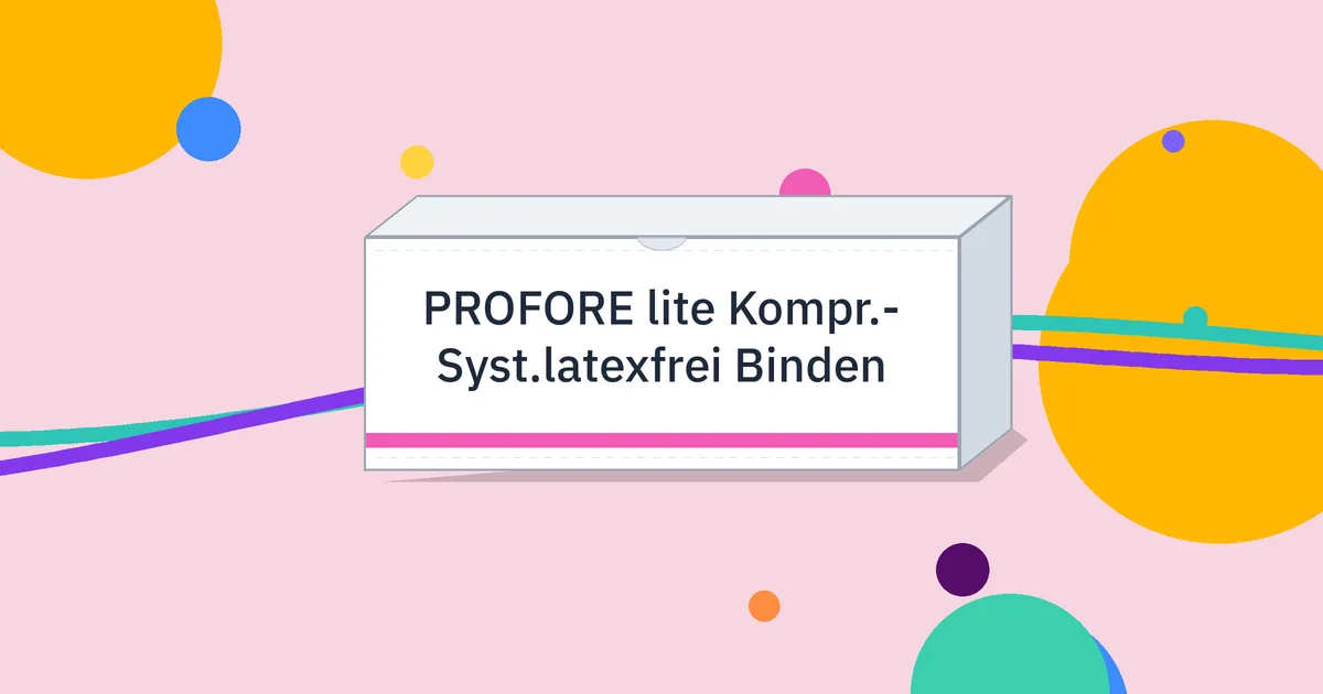 Symbolbild: Packung mit der Aufschrift PROFORE lite Kompr.-Syst.latexfrei Binden (PZN 17909513) – Verfügbarkeit und Bezug in Apotheken in Frankfurt am Main