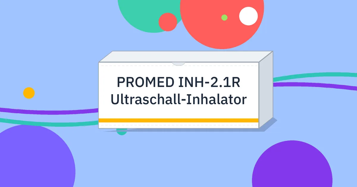 Symbolbild: Packung mit der Aufschrift PROMED INH-2.1R Ultraschall-Inhalator (PZN 19269420) – Verfügbarkeit und Bezug in Apotheken in Frankfurt am Main