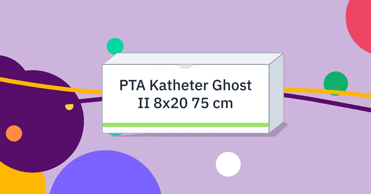Symbolbild: Packung mit der Aufschrift PTA Katheter Ghost II 8x20 75 cm (PZN 00137093) – Verfügbarkeit und Bezug in Apotheken in Frankfurt am Main