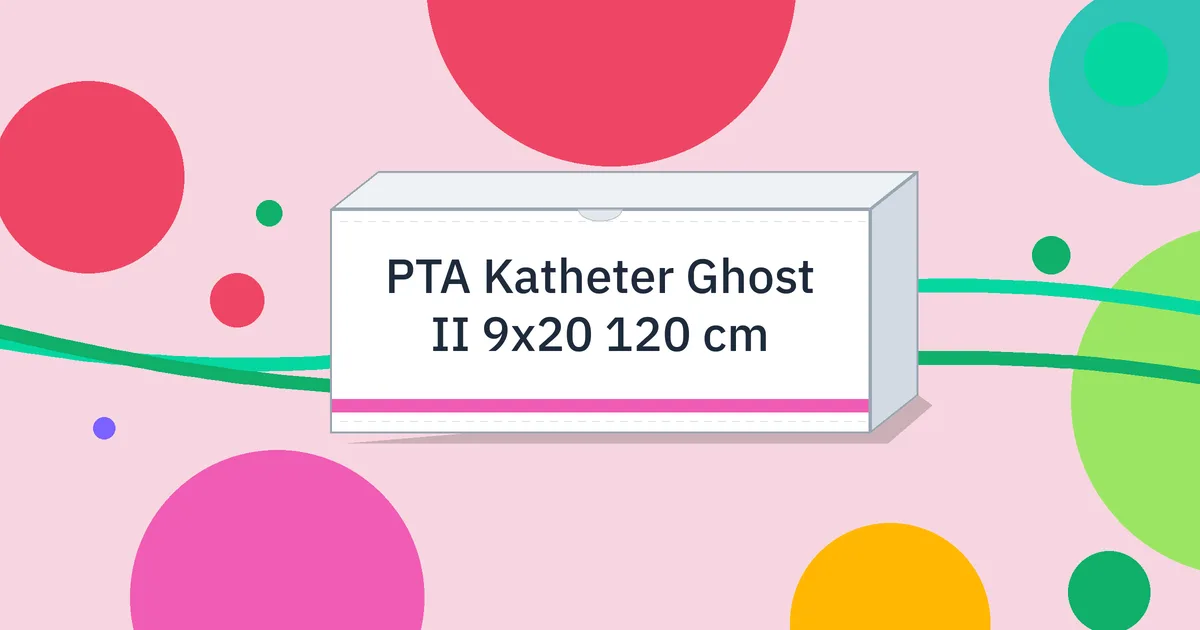 Symbolbild: Packung mit der Aufschrift PTA Katheter Ghost II 9x20 120 cm (PZN 00111395) – Verfügbarkeit und Bezug in Apotheken in Frankfurt am Main