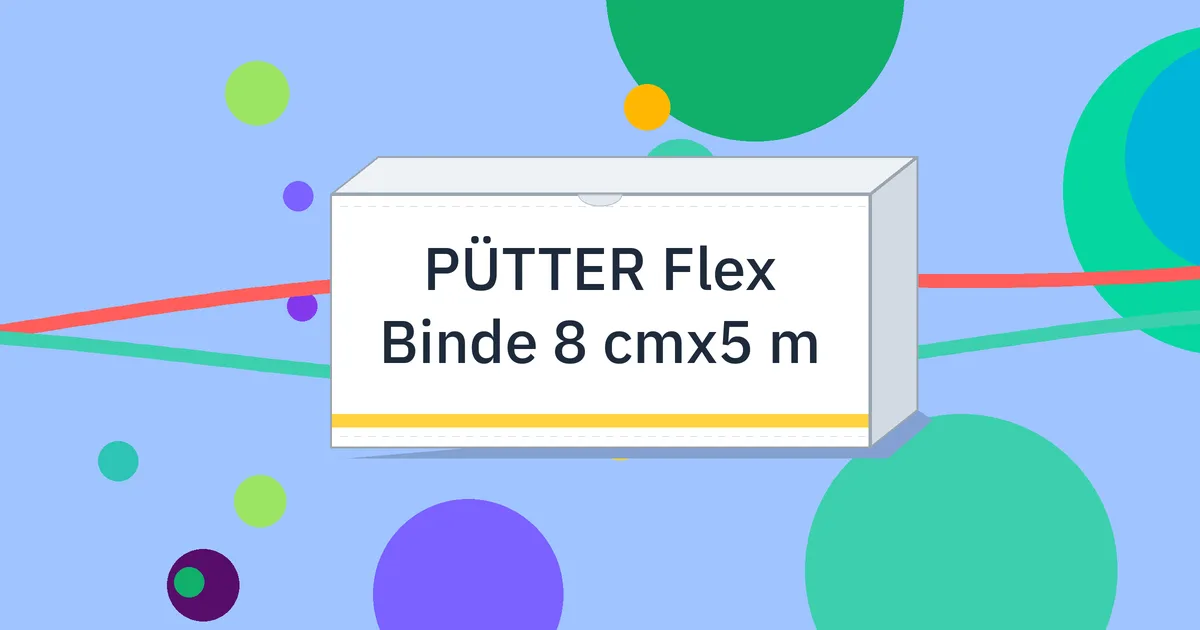 Symbolbild: Packung mit der Aufschrift PÜTTER Flex Binde 8 cmx5 m (PZN 18736799) – Verfügbarkeit und Bezug in Apotheken in Frankfurt am Main