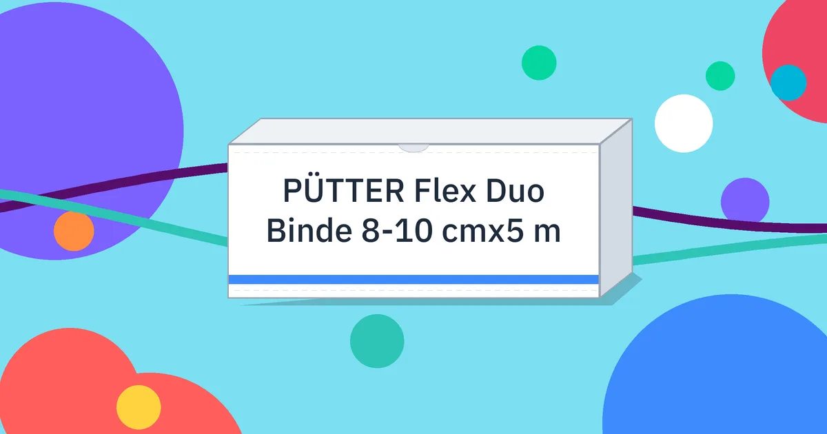 Symbolbild: Packung mit der Aufschrift PÜTTER Flex Duo Binde 8-10 cmx5 m (PZN 17863538) – Verfügbarkeit und Bezug in Apotheken in Frankfurt am Main