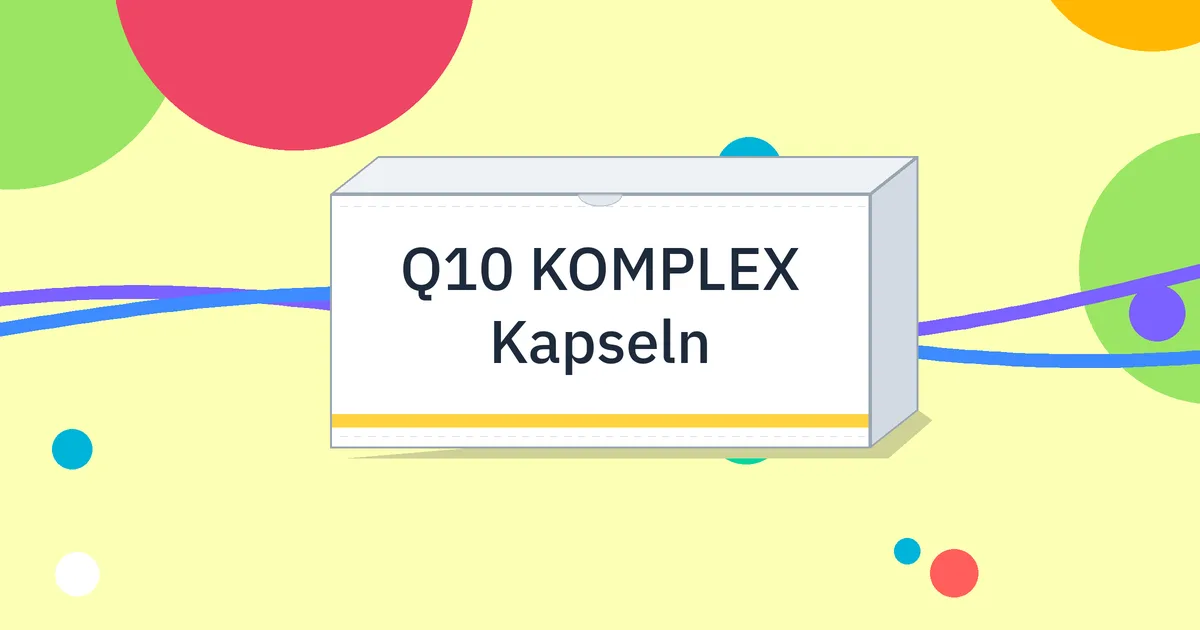 Symbolbild: Packung mit der Aufschrift Q10 KOMPLEX Kapseln (PZN 11101247) – Verfügbarkeit und Bezug in Apotheken in Frankfurt am Main