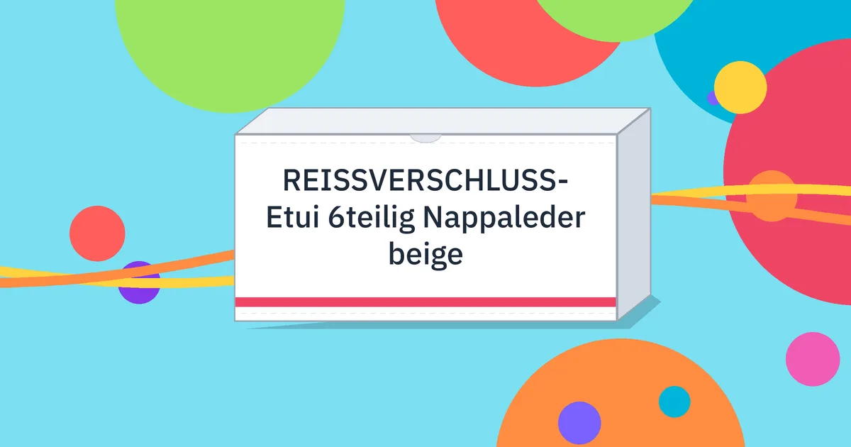 Symbolbild: Packung mit der Aufschrift REISSVERSCHLUSS-Etui 6teilig Nappaleder beige (PZN 17288755) – Verfügbarkeit und Bezug in Apotheken in Frankfurt am Main