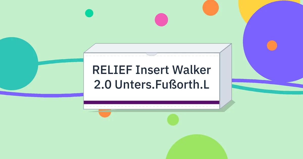 Symbolbild: Packung mit der Aufschrift RELIEF Insert Walker 2.0 Unters.Fußorth.L (PZN 18090216) – Verfügbarkeit und Bezug in Apotheken in Frankfurt am Main