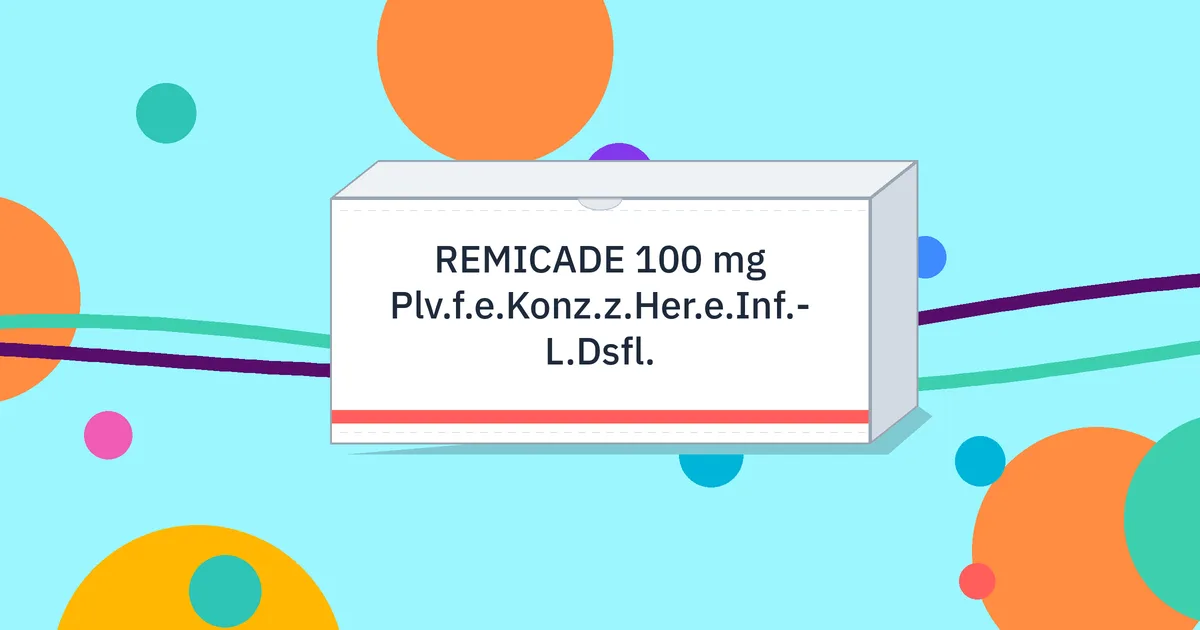 Symbolbild: Packung mit der Aufschrift REMICADE 100 mg Plv.f.e.Konz.z.Her.e.Inf.-L.Dsfl. (PZN 01359648) – Verfügbarkeit und Bezug in Apotheken in Frankfurt am Main