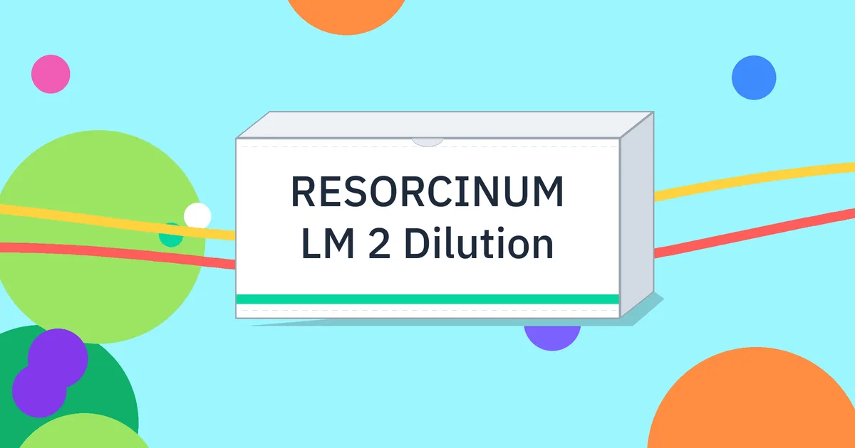 Symbolbild: Packung mit der Aufschrift RESORCINUM LM 2 Dilution (PZN 13046995) – Verfügbarkeit und Bezug in Apotheken in Frankfurt am Main