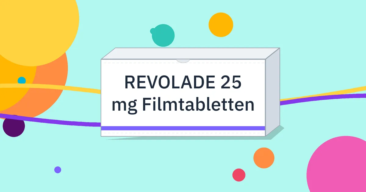 Symbolbild: Packung mit der Aufschrift REVOLADE 25 mg Filmtabletten (PZN 07788646) – Verfügbarkeit und Bezug in Apotheken in Frankfurt am Main