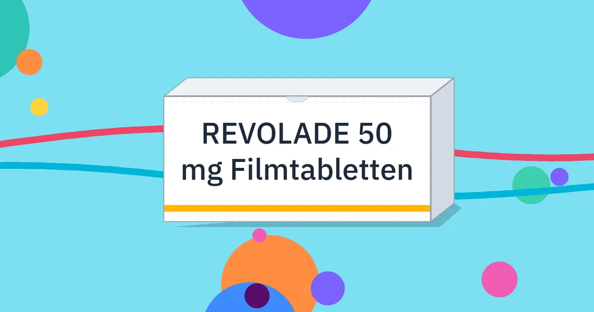 Symbolbild: Packung mit der Aufschrift REVOLADE 50 mg Filmtabletten (PZN 15748856) – Verfügbarkeit und Bezug in Apotheken in Frankfurt am Main