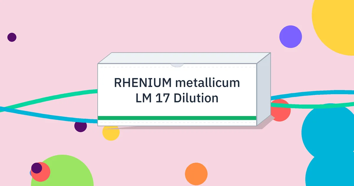 Symbolbild: Packung mit der Aufschrift RHENIUM metallicum LM 17 Dilution (PZN 13049054) – Verfügbarkeit und Bezug in Apotheken in Frankfurt am Main