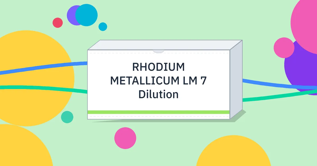 Symbolbild: Packung mit der Aufschrift RHODIUM METALLICUM LM 7 Dilution (PZN 13050318) – Verfügbarkeit und Bezug in Apotheken in Frankfurt am Main