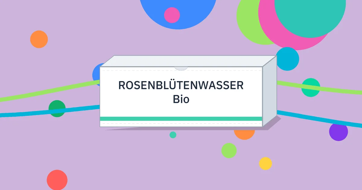 Symbolbild: Packung mit der Aufschrift ROSENBLÜTENWASSER Bio (PZN 10398558) – Verfügbarkeit und Bezug in Apotheken in Frankfurt am Main