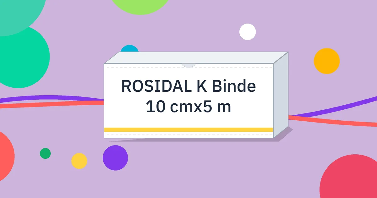 Symbolbild: Packung mit der Aufschrift ROSIDAL K Binde 10 cmx5 m (PZN 15998955) – Verfügbarkeit und Bezug in Apotheken in Frankfurt am Main