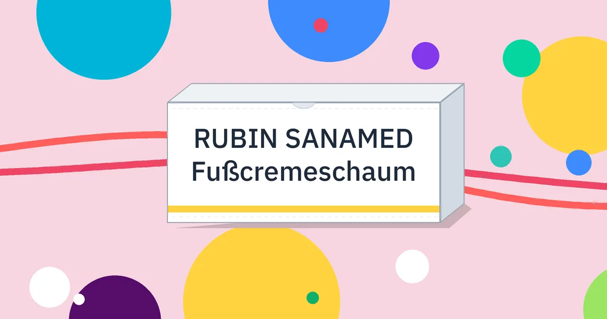 Symbolbild: Packung mit der Aufschrift RUBIN SANAMED Fußcremeschaum (PZN 09711197) – Verfügbarkeit und Bezug in Apotheken in Frankfurt am Main