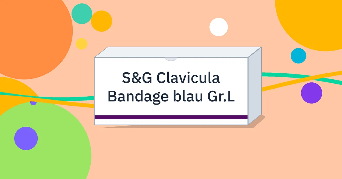 Symbolbild: Packung mit der Aufschrift S&G Clavicula Bandage blau Gr.L (PZN 05044025) – Verfügbarkeit und Bezug in Apotheken in Frankfurt am Main