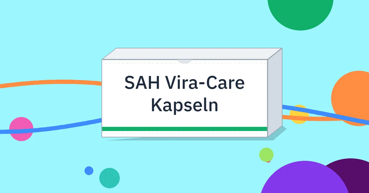 Symbolbild: Packung mit der Aufschrift SAH Vira-Care Kapseln (PZN 18268631) – Verfügbarkeit und Bezug in Apotheken in Frankfurt am Main