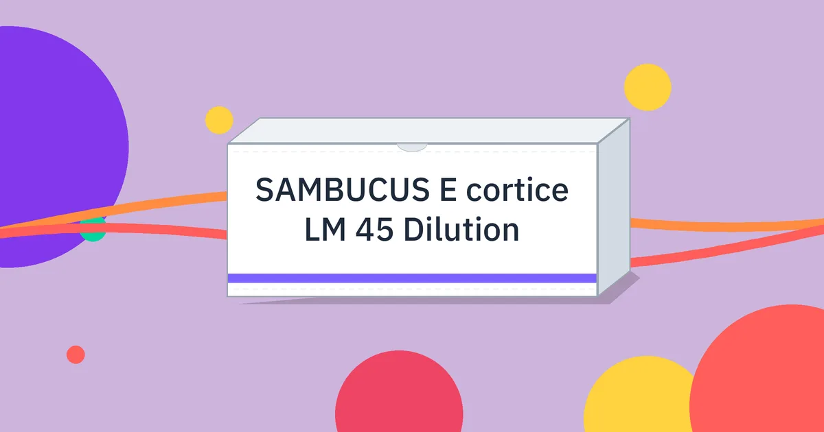 Symbolbild: Packung mit der Aufschrift SAMBUCUS E cortice LM 45 Dilution (PZN 13180222) – Verfügbarkeit und Bezug in Apotheken in Frankfurt am Main