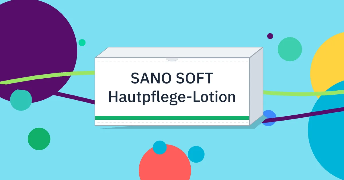 Symbolbild: Packung mit der Aufschrift SANO SOFT Hautpflege-Lotion (PZN 06613910) – Verfügbarkeit und Bezug in Apotheken in Frankfurt am Main