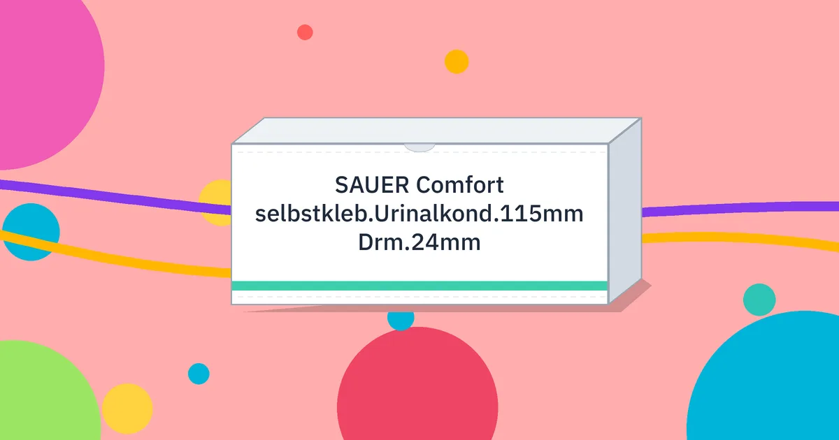 Symbolbild: Packung mit der Aufschrift SAUER Comfort selbstkleb.Urinalkond.115mm Drm.24mm (PZN 00464461) – Verfügbarkeit und Bezug in Apotheken in Frankfurt am Main