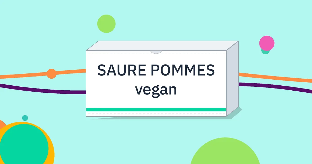 Symbolbild: Packung mit der Aufschrift SAURE POMMES vegan (PZN 19231251) – Verfügbarkeit und Bezug in Apotheken in Frankfurt am Main