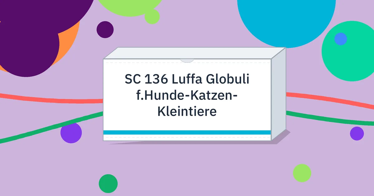 Symbolbild: Packung mit der Aufschrift SC 136 Luffa Globuli f.Hunde-Katzen-Kleintiere (PZN 09441556) – Verfügbarkeit und Bezug in Apotheken in Frankfurt am Main