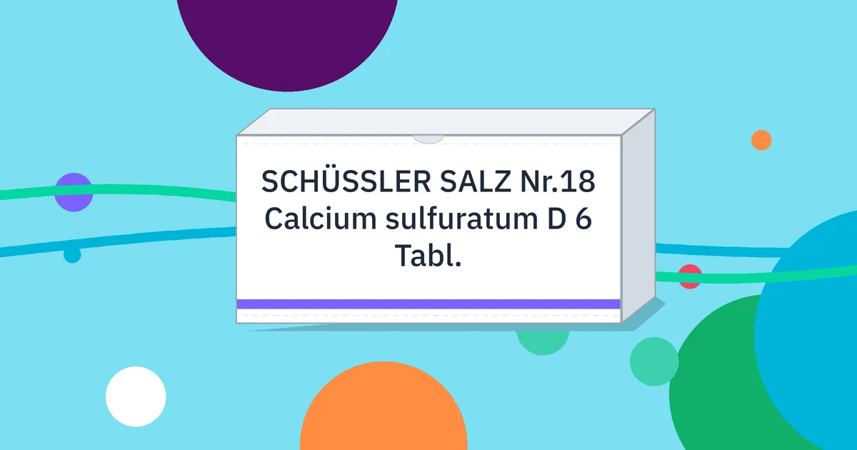 Symbolbild: Packung mit der Aufschrift SCHÜSSLER SALZ Nr.18 Calcium sulfuratum D 6 Tabl. (PZN 19644071) – Verfügbarkeit und Bezug in Apotheken in Frankfurt am Main