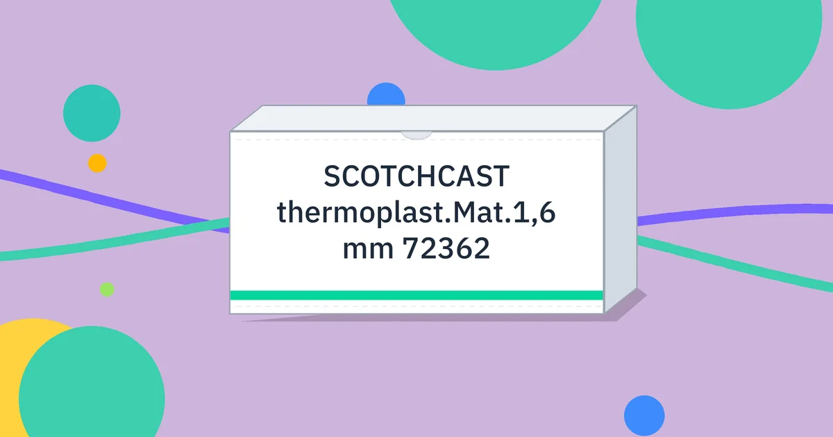 Symbolbild: Packung mit der Aufschrift SCOTCHCAST thermoplast.Mat.1,6 mm 72362 (PZN 04545239) – Verfügbarkeit und Bezug in Apotheken in Frankfurt am Main