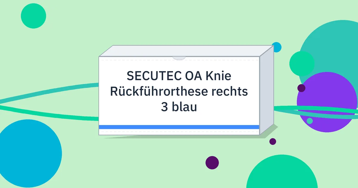 Symbolbild: Packung mit der Aufschrift SECUTEC OA Knie Rückführorthese rechts 3 blau (PZN 14254129) – Verfügbarkeit und Bezug in Apotheken in Frankfurt am Main