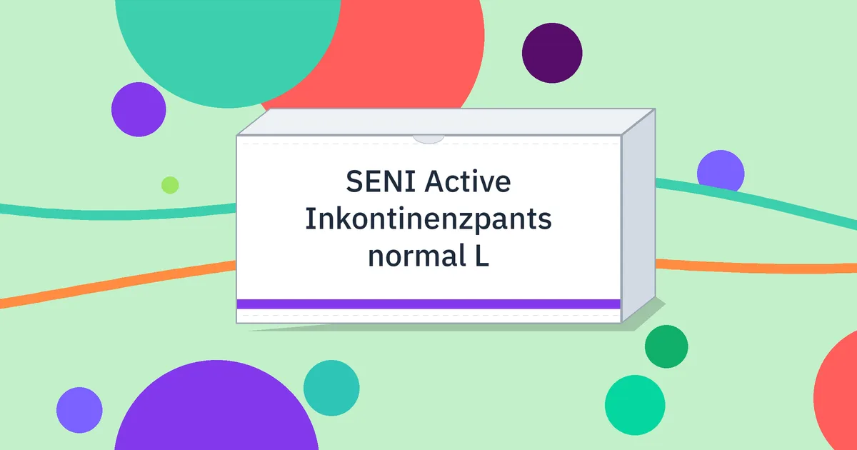 Symbolbild: Packung mit der Aufschrift SENI Active Inkontinenzpants normal L (PZN 10015474) – Verfügbarkeit und Bezug in Apotheken in Frankfurt am Main