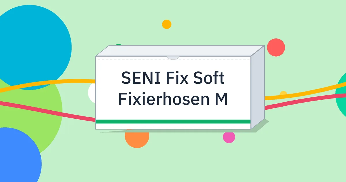 Symbolbild: Packung mit der Aufschrift SENI Fix Soft Fixierhosen M (PZN 17261940) – Verfügbarkeit und Bezug in Apotheken in Frankfurt am Main