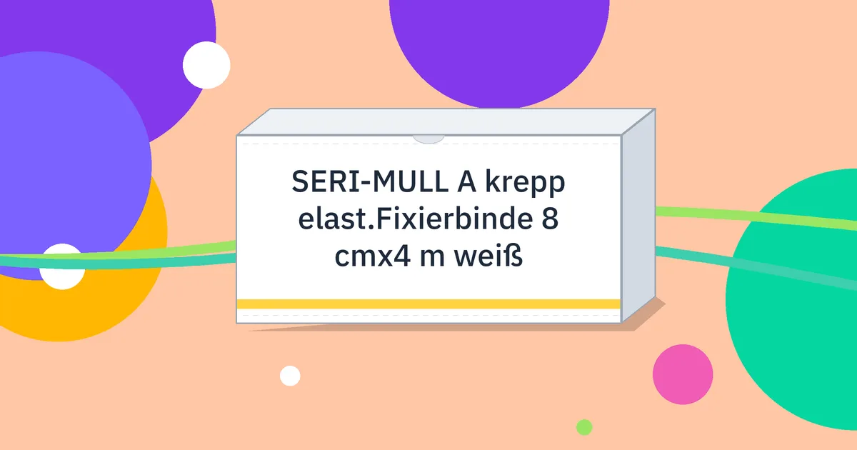 Symbolbild: Packung mit der Aufschrift SERI-MULL A krepp elast.Fixierbinde 8 cmx4 m weiß (PZN 14444657) – Verfügbarkeit und Bezug in Apotheken in Frankfurt am Main
