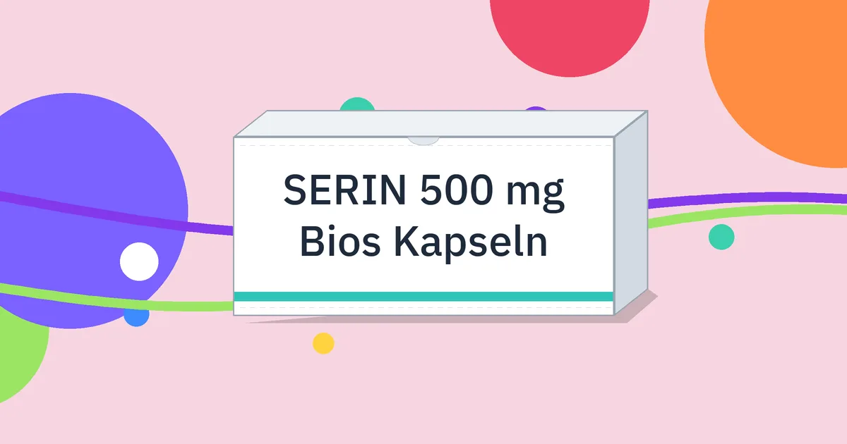 Symbolbild: Packung mit der Aufschrift SERIN 500 mg Bios Kapseln (PZN 10523443) – Verfügbarkeit und Bezug in Apotheken in Frankfurt am Main