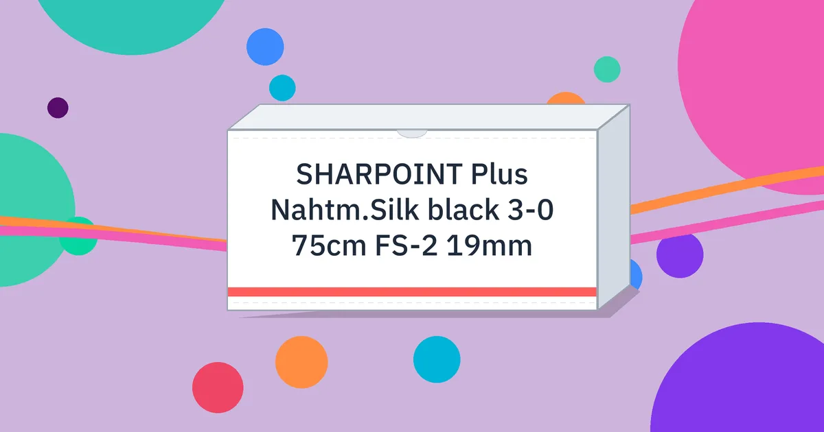 Symbolbild: Packung mit der Aufschrift SHARPOINT Plus Nahtm.Silk black 3-0 75cm FS-2 19mm (PZN 17994559) – Verfügbarkeit und Bezug in Apotheken in Frankfurt am Main