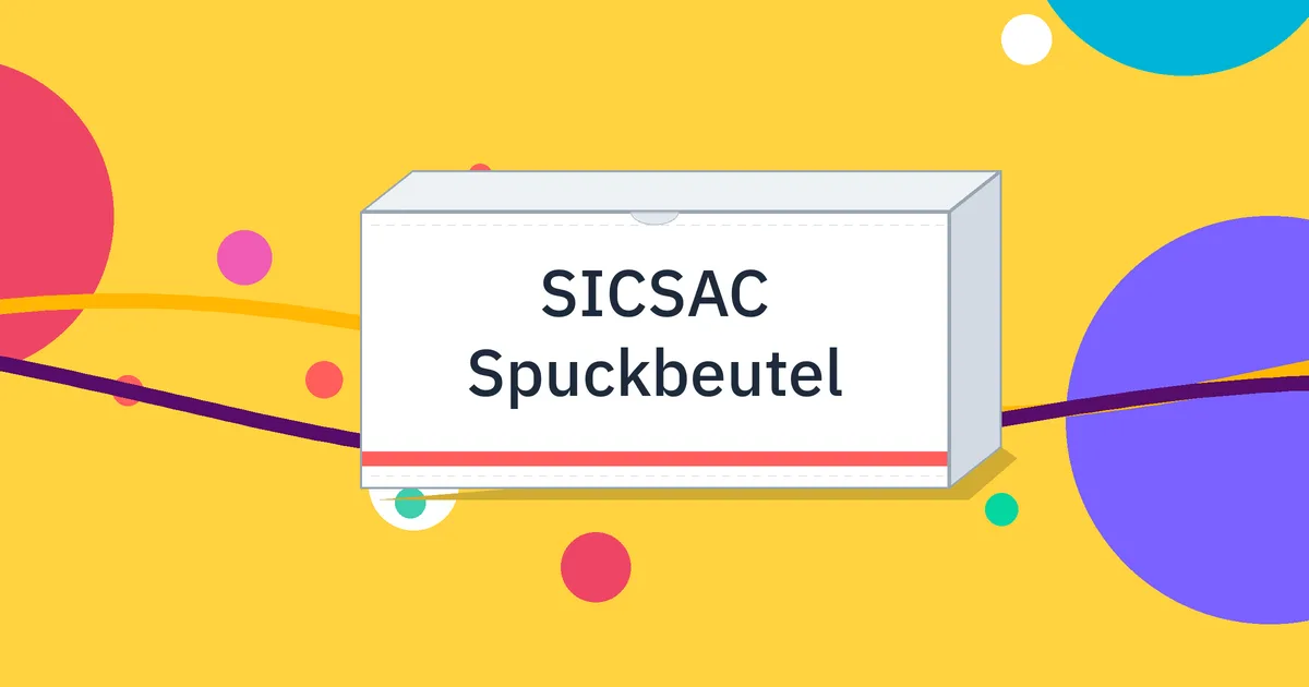 Symbolbild: Packung mit der Aufschrift SICSAC Spuckbeutel (PZN 00805560) – Verfügbarkeit und Bezug in Apotheken in Frankfurt am Main
