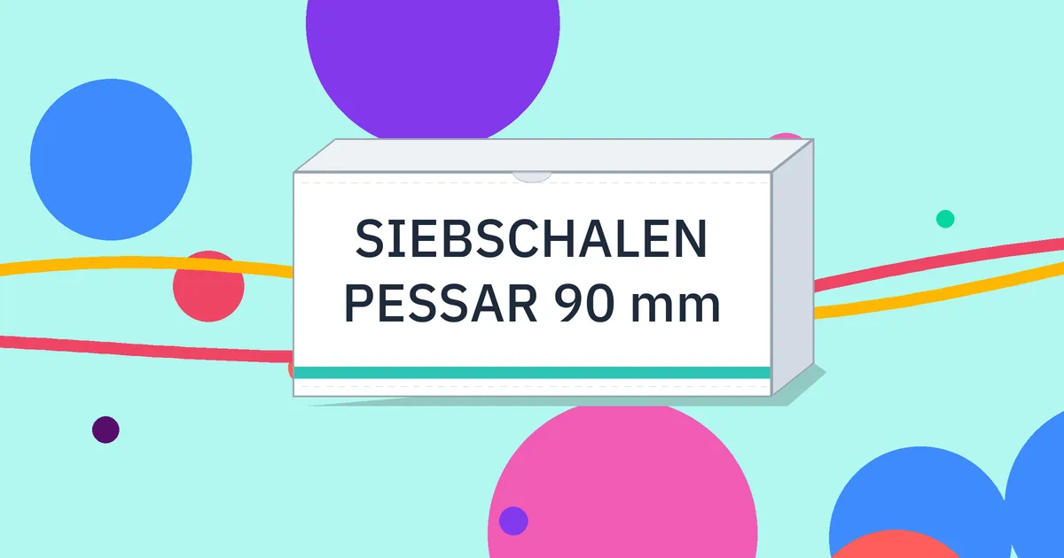 Symbolbild: Packung mit der Aufschrift SIEBSCHALEN PESSAR 90 mm (PZN 07279376) – Verfügbarkeit und Bezug in Apotheken in Frankfurt am Main