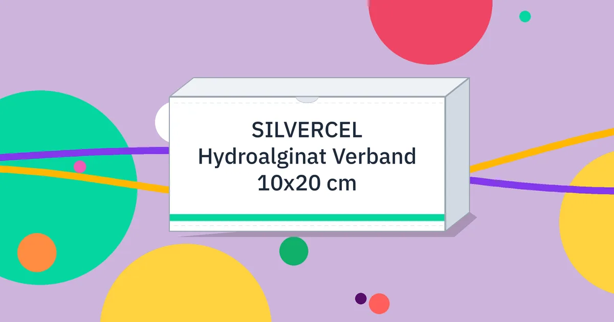 Symbolbild: Packung mit der Aufschrift SILVERCEL Hydroalginat Verband 10x20 cm (PZN 06152136) – Verfügbarkeit und Bezug in Apotheken in Frankfurt am Main