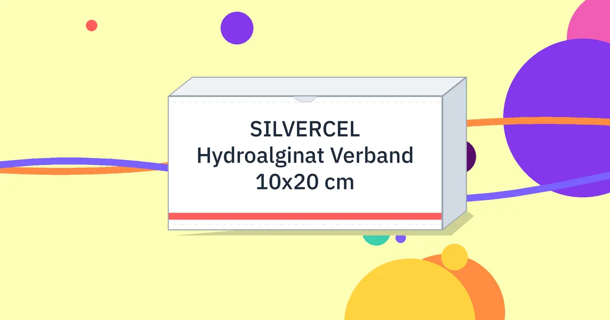 Symbolbild: Packung mit der Aufschrift SILVERCEL Hydroalginat Verband 10x20 cm (PZN 00032313) – Verfügbarkeit und Bezug in Apotheken in Frankfurt am Main