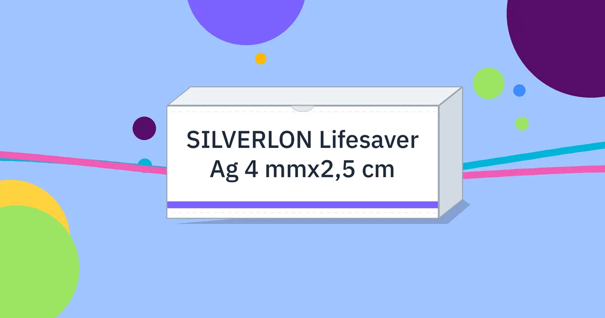 Symbolbild: Packung mit der Aufschrift SILVERLON Lifesaver Ag 4 mmx2,5 cm (PZN 11194237) – Verfügbarkeit und Bezug in Apotheken in Frankfurt am Main