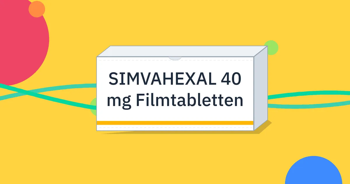 Symbolbild: Packung mit der Aufschrift SIMVAHEXAL 40 mg Filmtabletten (PZN 02846669) – Verfügbarkeit und Bezug in Apotheken in Frankfurt am Main
