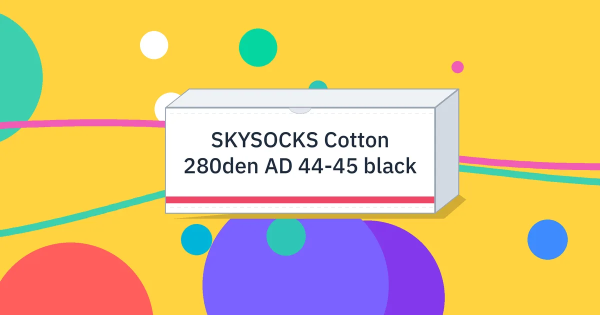 Symbolbild: Packung mit der Aufschrift SKYSOCKS Cotton 280den AD 44-45 black (PZN 18664137) – Verfügbarkeit und Bezug in Apotheken in Frankfurt am Main