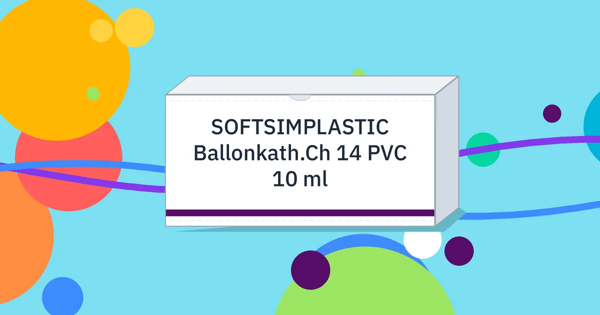 Symbolbild: Packung mit der Aufschrift SOFTSIMPLASTIC Ballonkath.Ch 14 PVC 10 ml (PZN 03827763) – Verfügbarkeit und Bezug in Apotheken in Frankfurt am Main