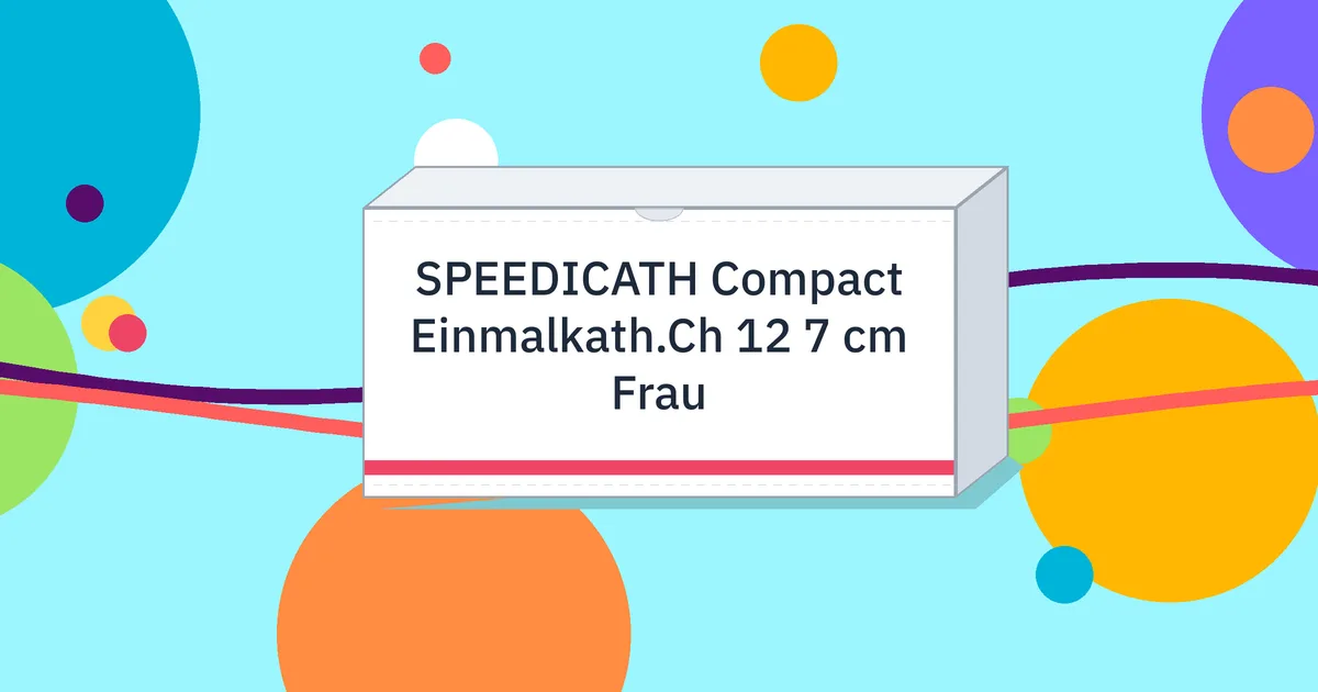 Symbolbild: Packung mit der Aufschrift SPEEDICATH Compact Einmalkath.Ch 12 7 cm Frau (PZN 13969056) – Verfügbarkeit und Bezug in Apotheken in Frankfurt am Main