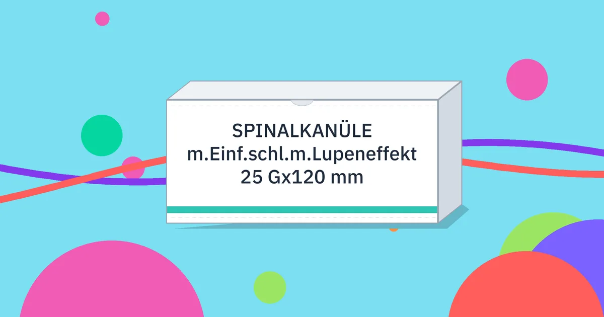 Symbolbild: Packung mit der Aufschrift SPINALKANÜLE m.Einf.schl.m.Lupeneffekt 25 Gx120 mm (PZN 03949992) – Verfügbarkeit und Bezug in Apotheken in Frankfurt am Main