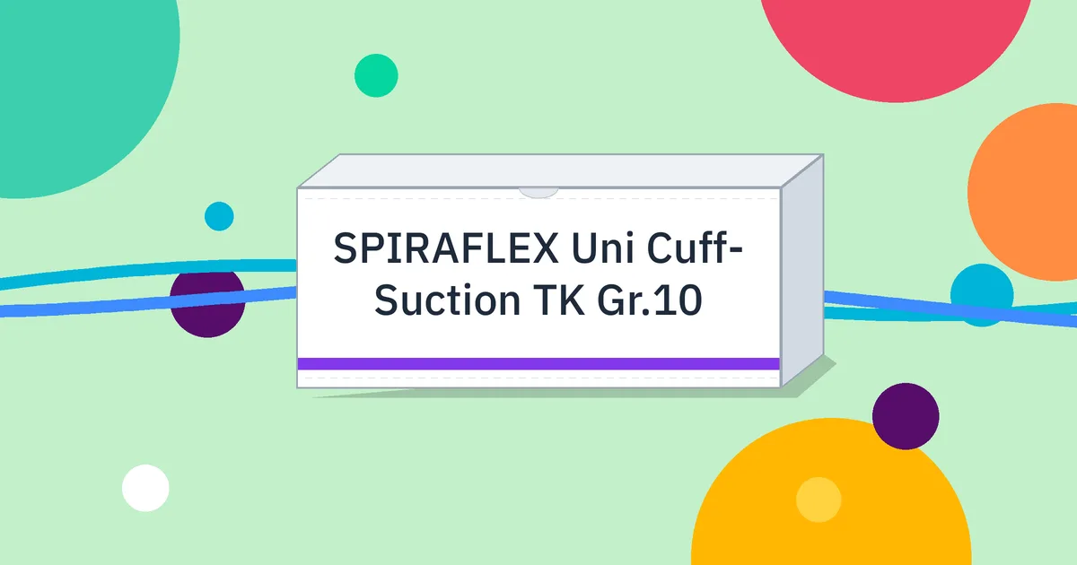 Symbolbild: Packung mit der Aufschrift SPIRAFLEX Uni Cuff-Suction TK Gr.10 (PZN 17932914) – Verfügbarkeit und Bezug in Apotheken in Frankfurt am Main