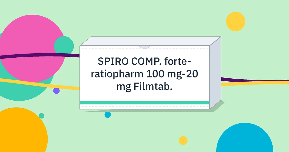 Symbolbild: Packung mit der Aufschrift SPIRO COMP. forte-ratiopharm 100 mg-20 mg Filmtab. (PZN 02788937) – Verfügbarkeit und Bezug in Apotheken in Frankfurt am Main