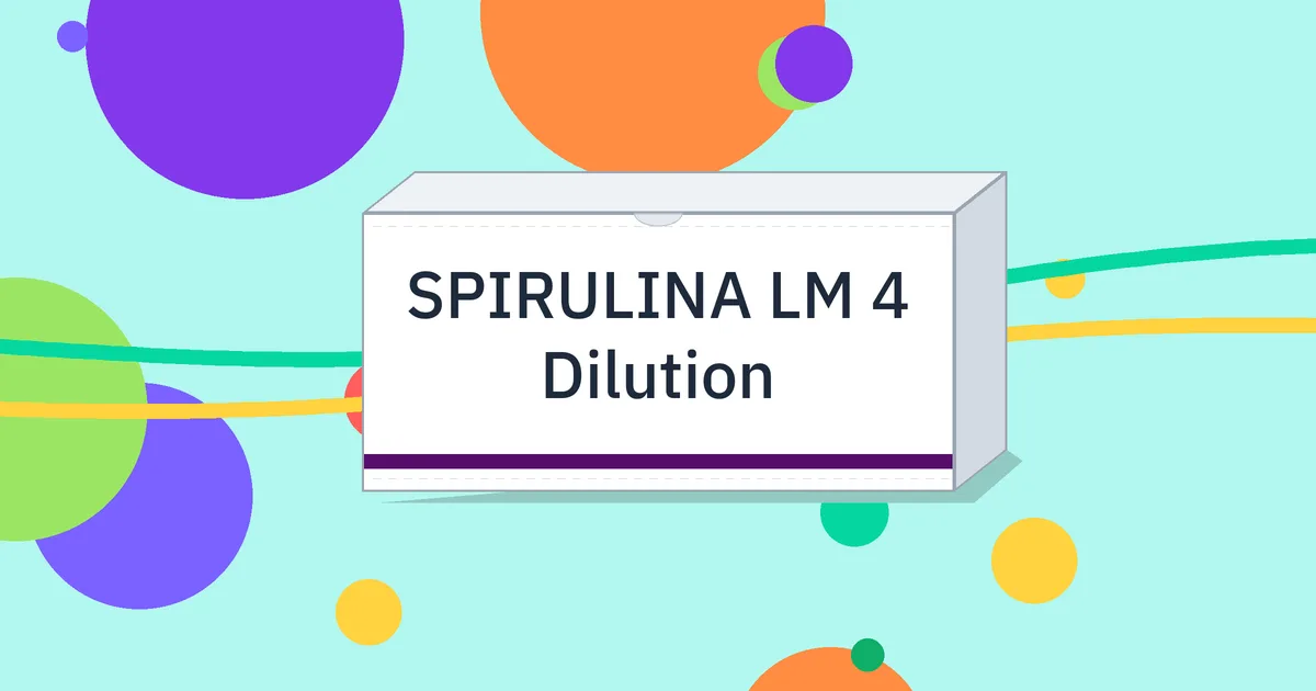 Symbolbild: Packung mit der Aufschrift SPIRULINA LM 4 Dilution (PZN 13682544) – Verfügbarkeit und Bezug in Apotheken in Frankfurt am Main