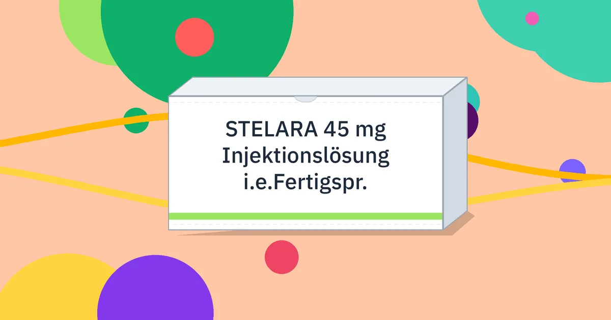 Symbolbild: Packung mit der Aufschrift STELARA 45 mg Injektionslösung i.e.Fertigspr. (PZN 16759402) – Verfügbarkeit und Bezug in Apotheken in Frankfurt am Main