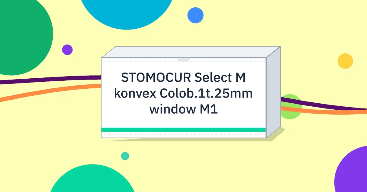 Symbolbild: Packung mit der Aufschrift STOMOCUR Select M konvex Colob.1t.25mm window M1 (PZN 18198712) – Verfügbarkeit und Bezug in Apotheken in Frankfurt am Main