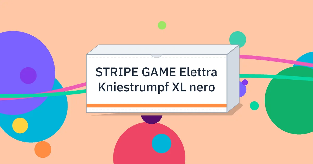 Symbolbild: Packung mit der Aufschrift STRIPE GAME Elettra Kniestrumpf XL nero (PZN 20719644) – Verfügbarkeit und Bezug in Apotheken in Frankfurt am Main