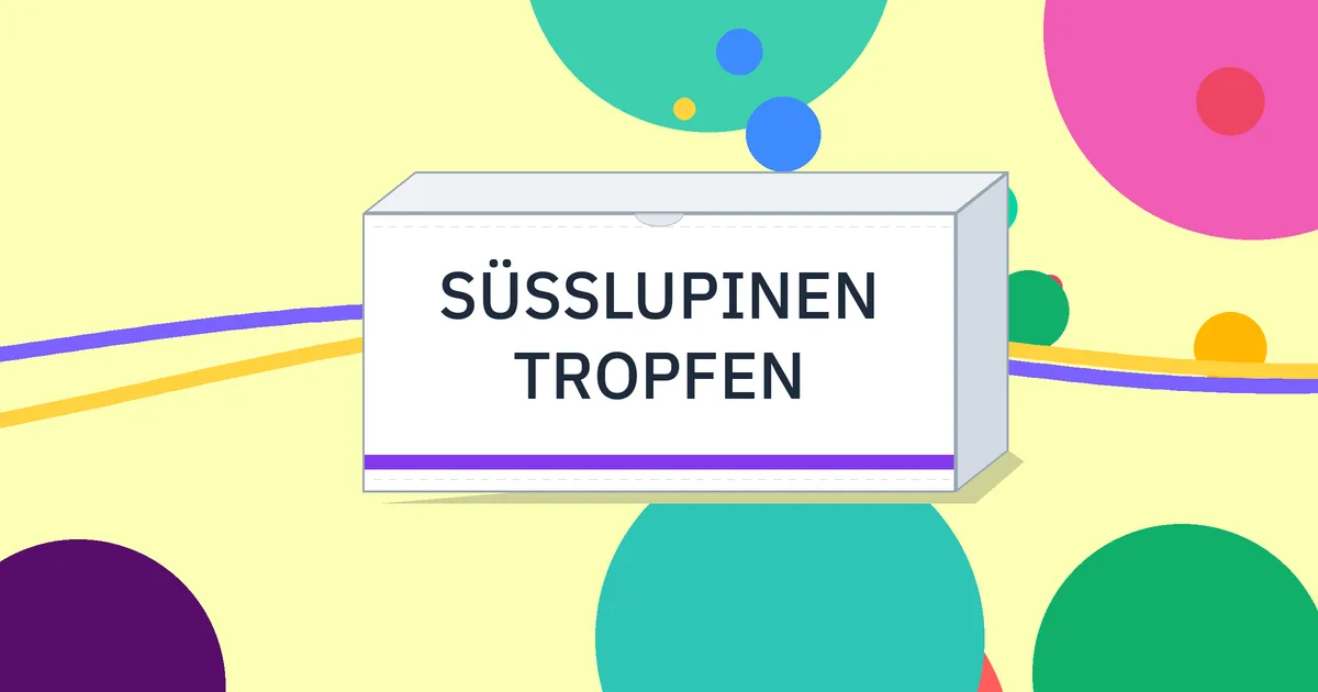 Symbolbild: Packung mit der Aufschrift SÜSSLUPINEN TROPFEN (PZN 15230579) – Verfügbarkeit und Bezug in Apotheken in Frankfurt am Main